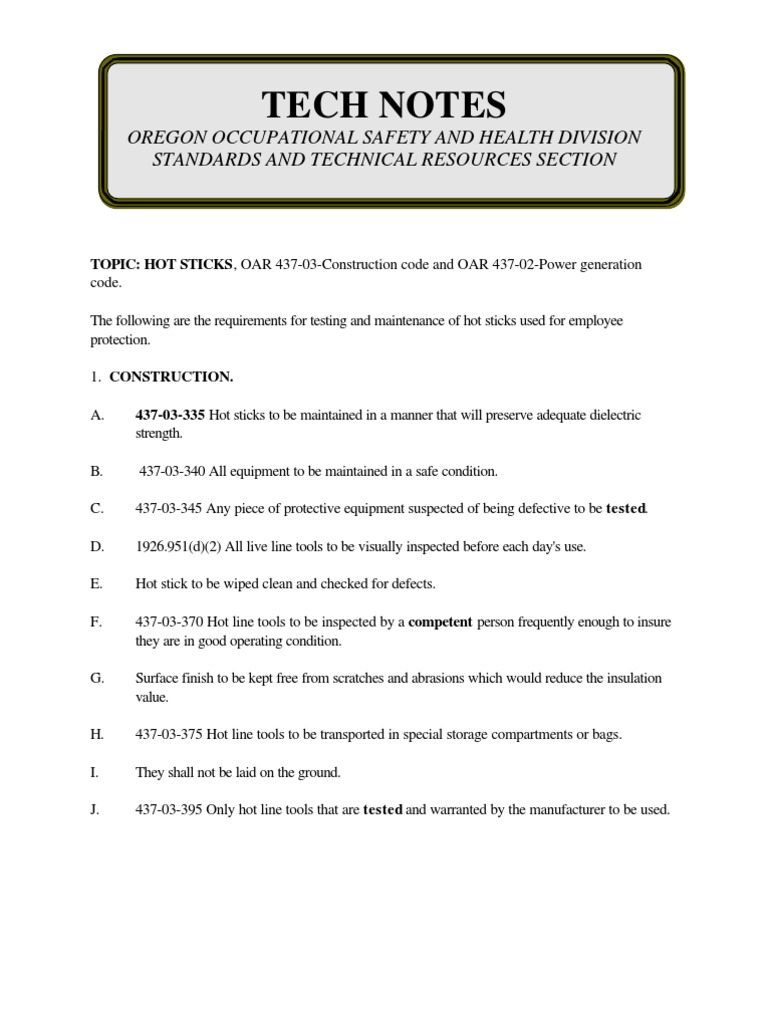 Hot Stick Testing and Maintenance Guidelines | PDF