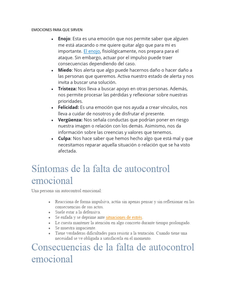 Emociones para Que Sirven | PDF | Las emociones | Ansiedad