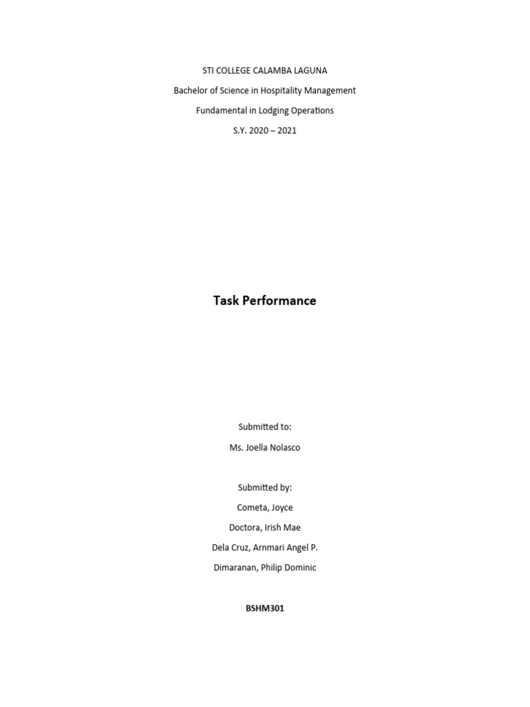 02 Task Performance 1 - ARG GROUP-5-LODGING | PDF | Communication | Business