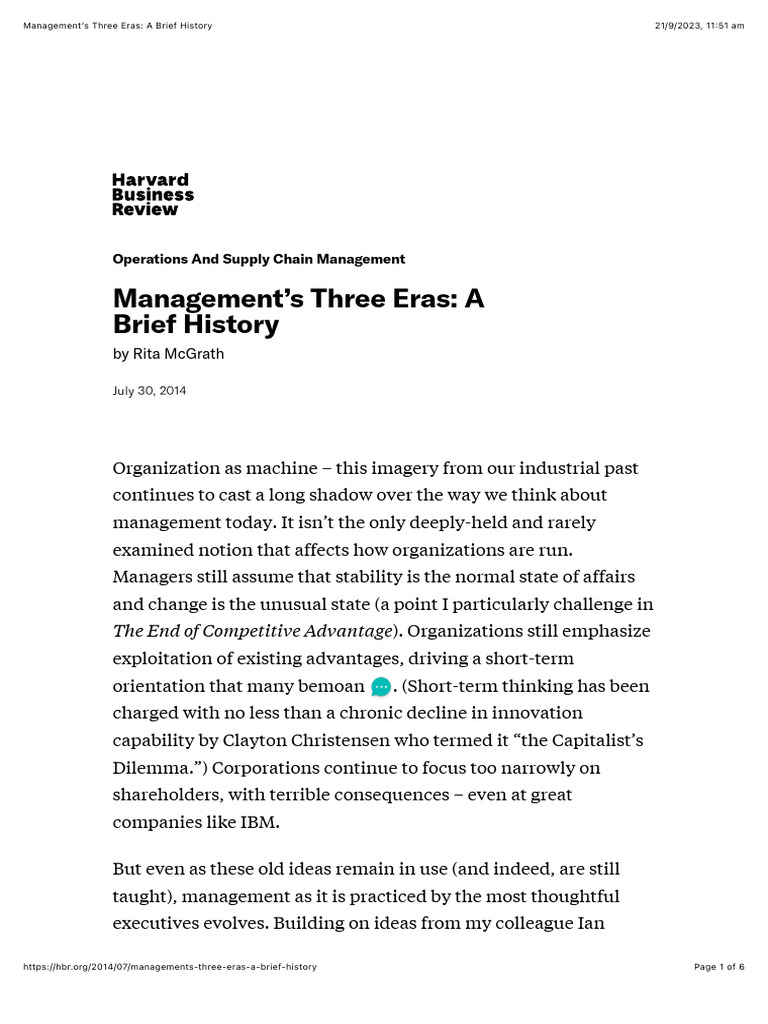 History of Management's Three Eras | PDF | Employment | Economies