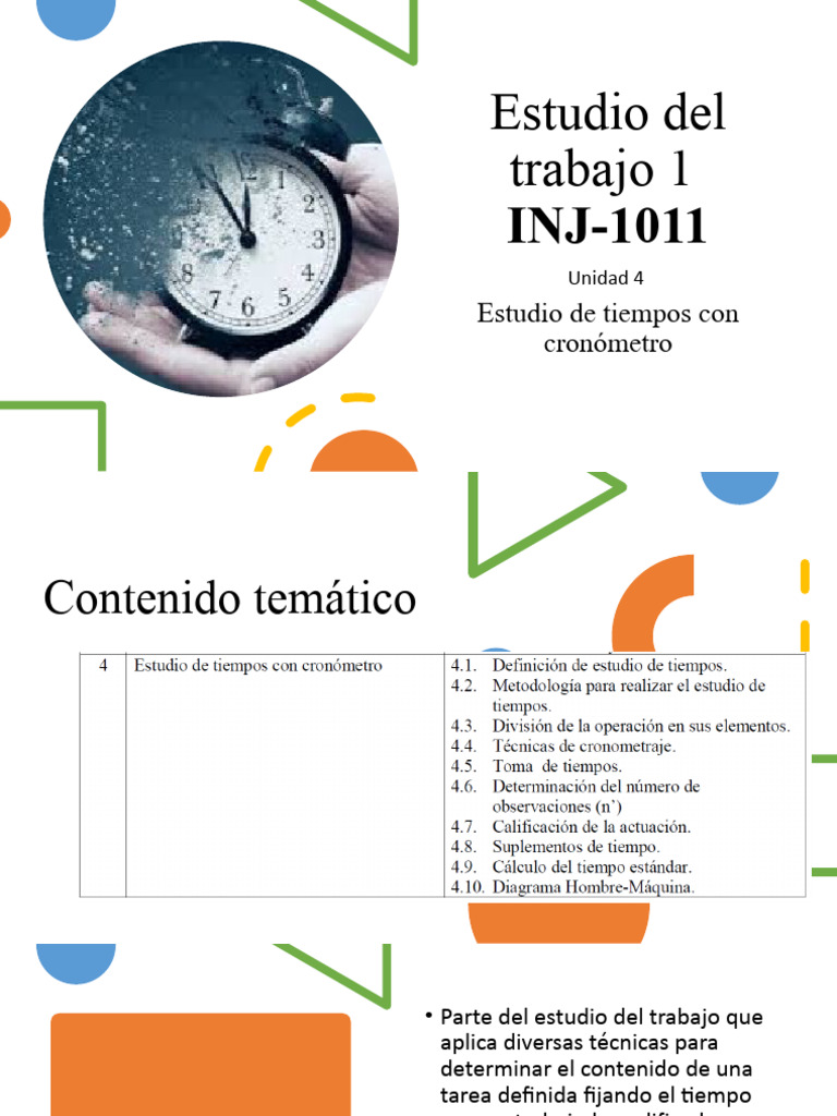 Estudio De Tiempos Pdf Medición Hora