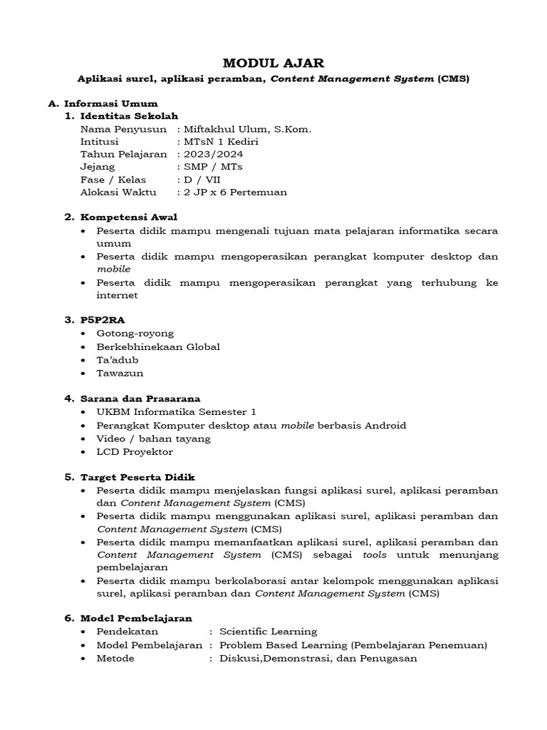 MODUL AJAR Aplikasi Surel | PDF