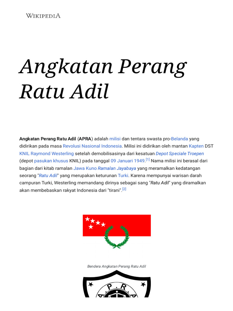 Angkatan Perang Ratu Adil - Wikipedia Bahasa Indonesia, Ensiklopedia ...