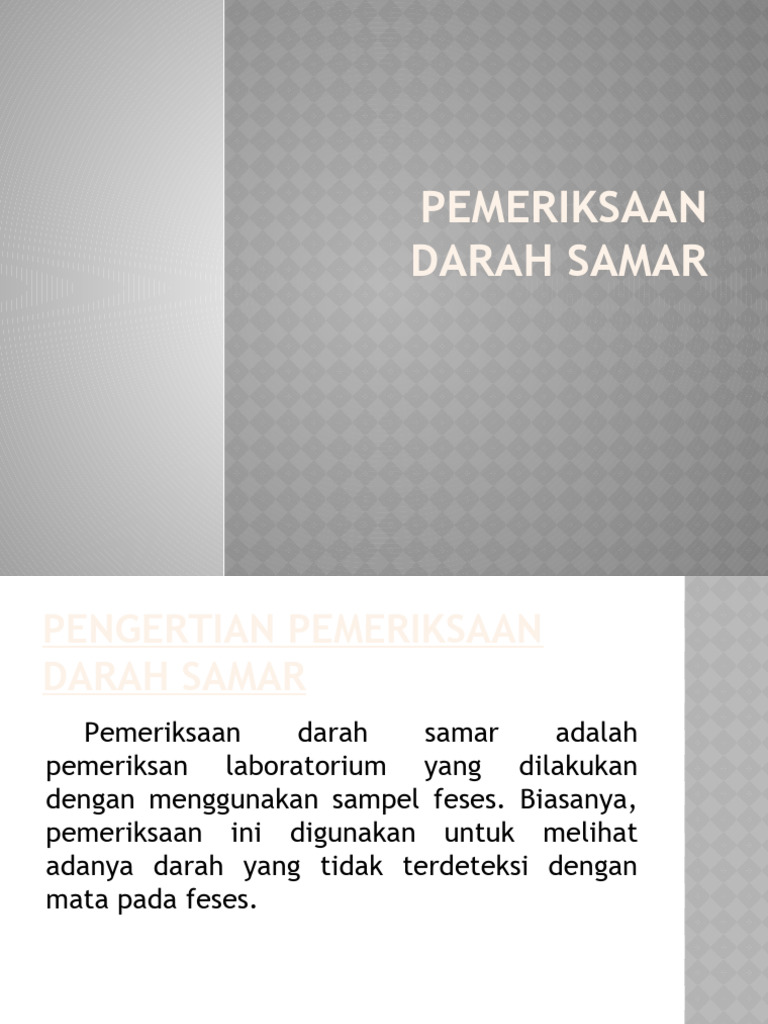 Pemeriksaan Darah Samar | PDF