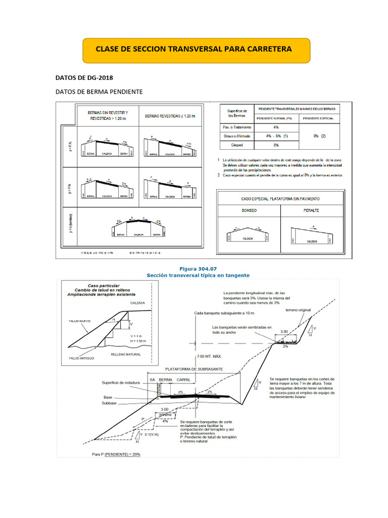 Clase de Seccion Transversal para Carretera | PDF | Transporte