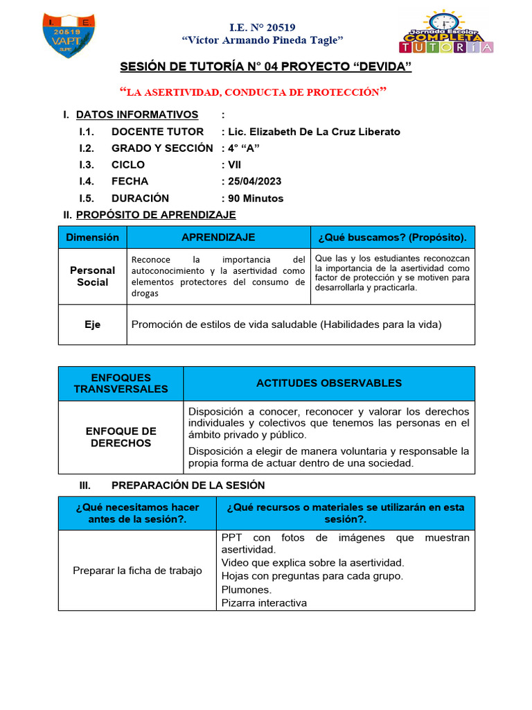 Sesión de Tutoría #4 | PDF | Comportamiento