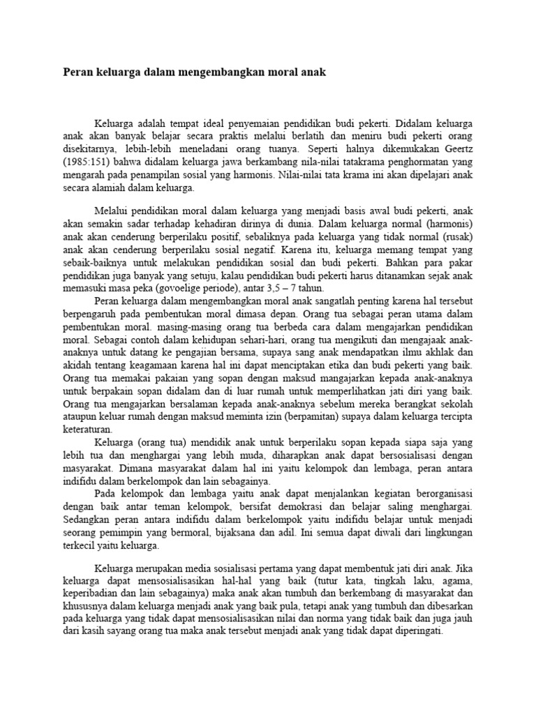 Peran Keluarga dalam Pendidikan Moral Anak | PDF