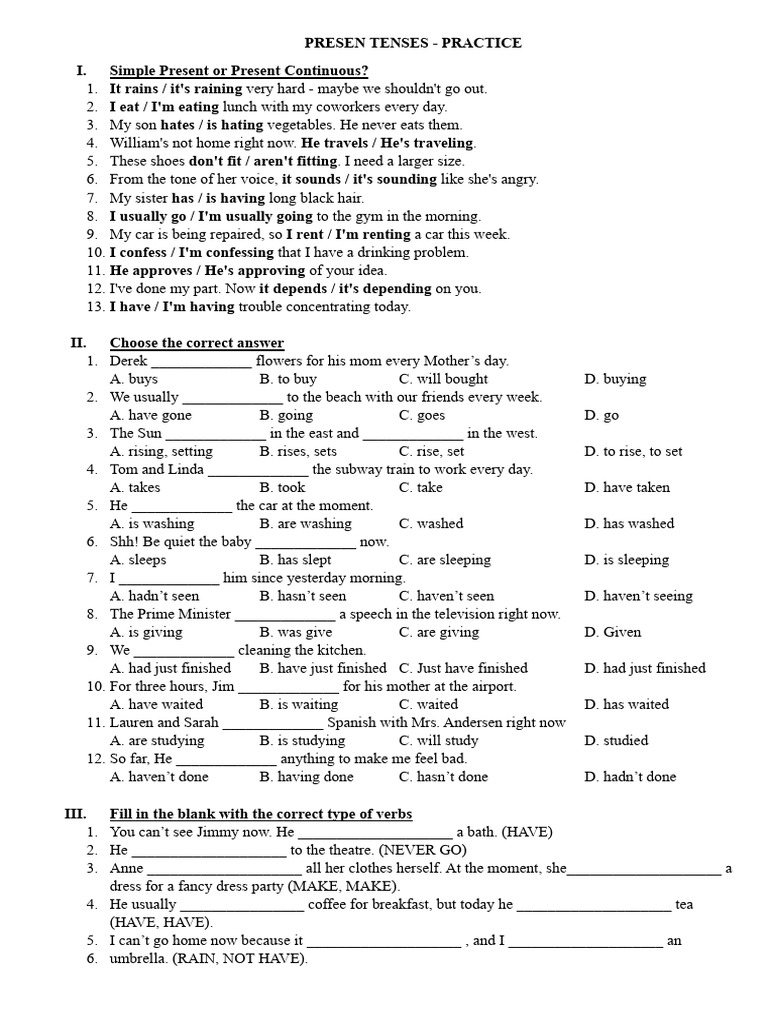 Tenses - Practice | PDF Tenses - Practice | PDF