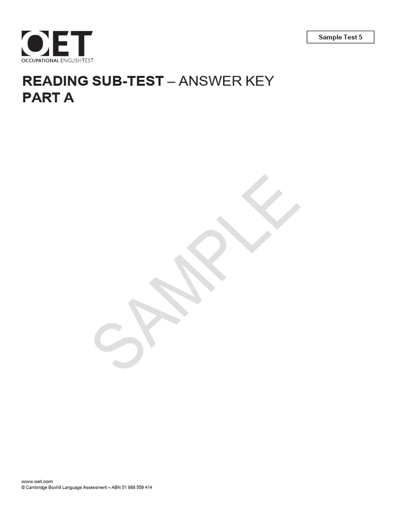 OET Reading Part A Answer Key | PDF