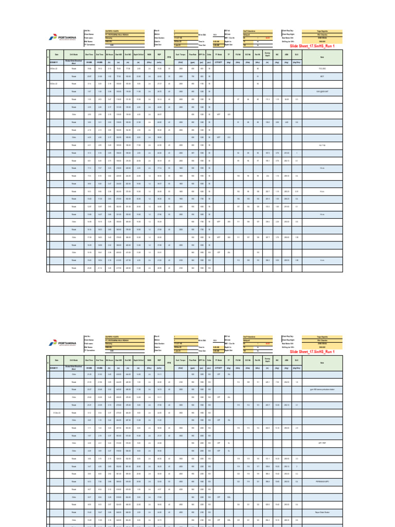 BNG-D2 - 17.5HS - Run1 - Drilling Parameter | PDF