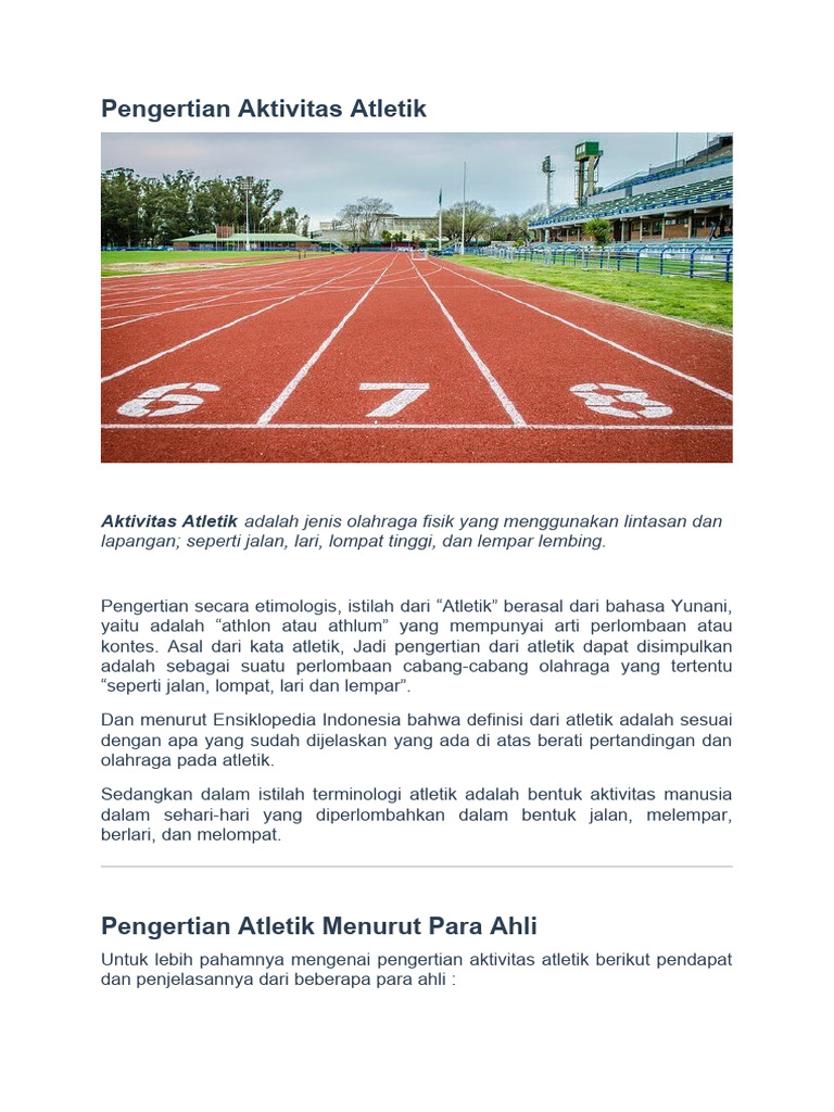 Pengertian Aktivitas Atletik Lenkap | PDF