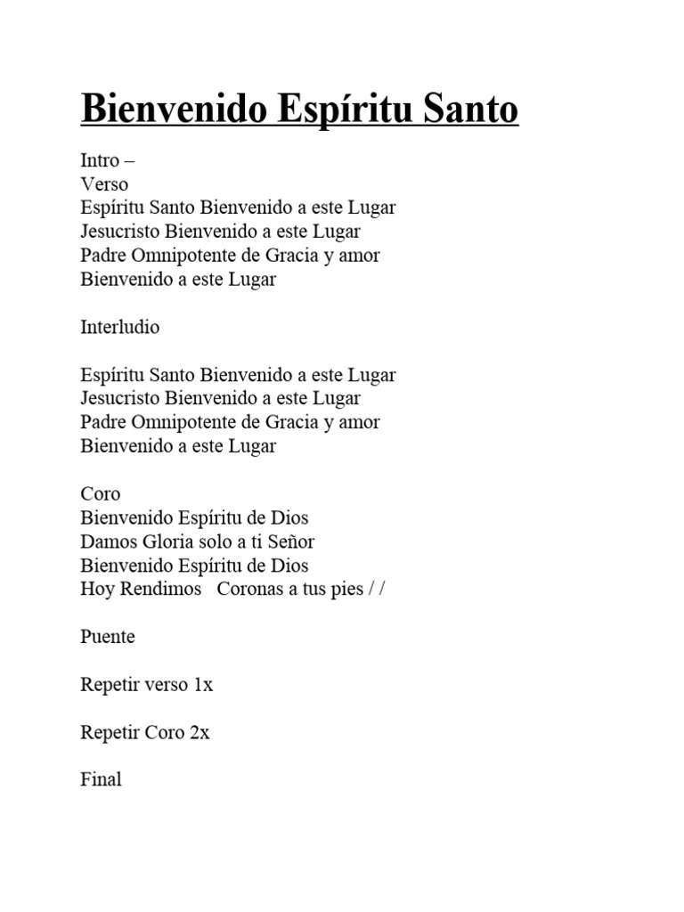 Bienvenido Espiritu Santo | PDF Bienvenido Espiritu Santo | PDF