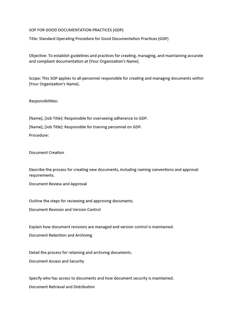 Sop For Good Documentation Practices (GDP) | PDF
