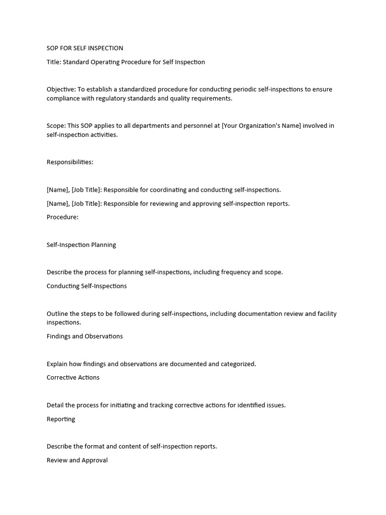 Sop For Self Inspection | PDF