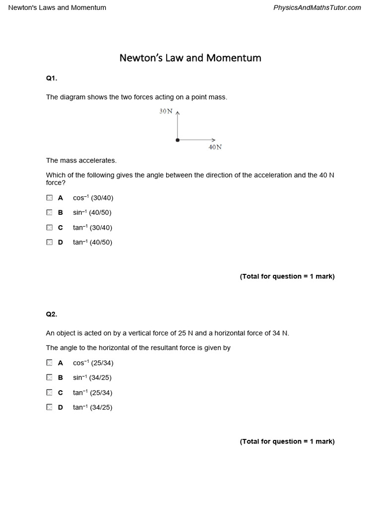 Newton's Laws and Momentum | PDF | Force | Collision