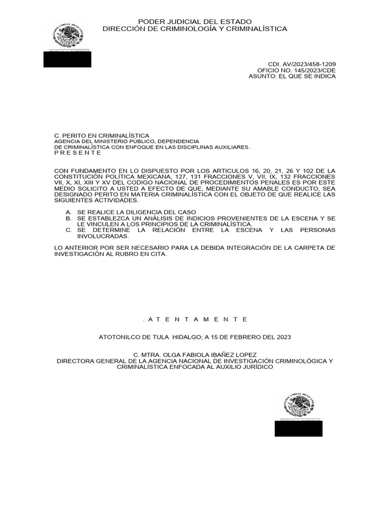 Oficio Criminalística Modific | PDF | Ciencias sociales
