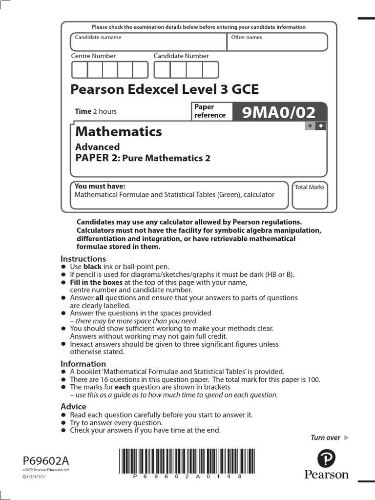 Edexcel Mathematics Paper 2 Guide | PDF | Mathematics | Equations