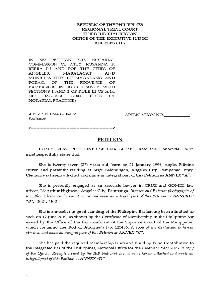 Petition For Notarial Commission | PDF | Public Sphere | Justice