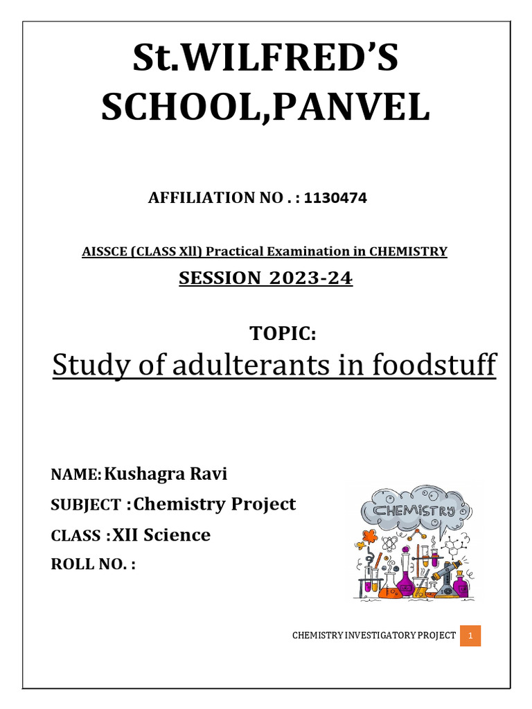 Chemistry Project: Food Adulterants | PDF