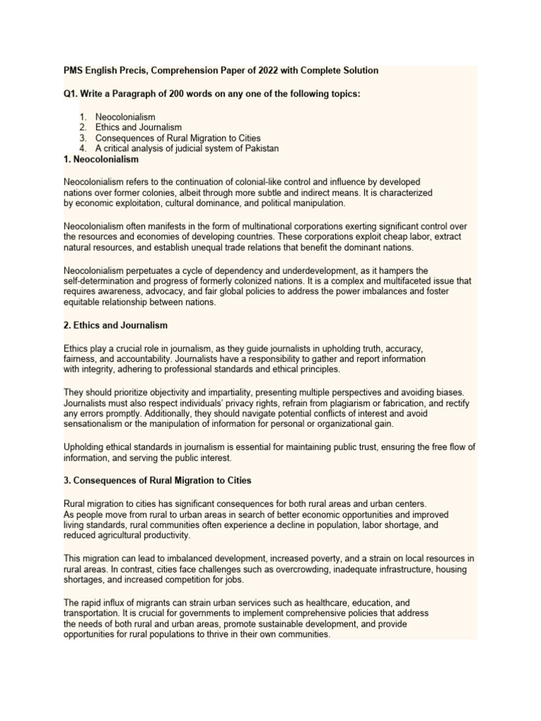 English Pms Paper WD Solution | PDF | Public Speaking | Rhetoric