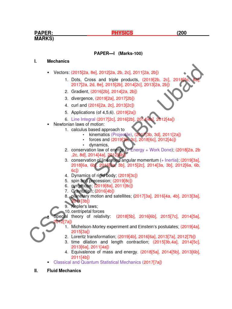Syllabus Breakdown (Physics) | PDF | Waves | Quantum Mechanics