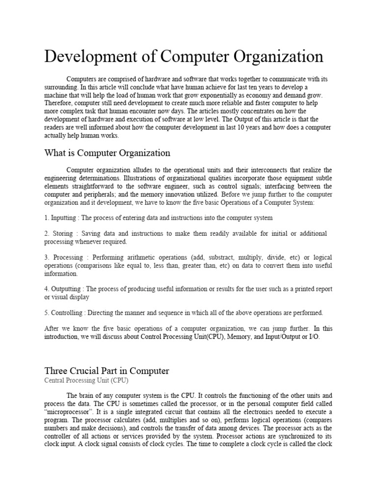 Development of Computer Organizatio1 | PDF | Random Access Memory | Input/Output