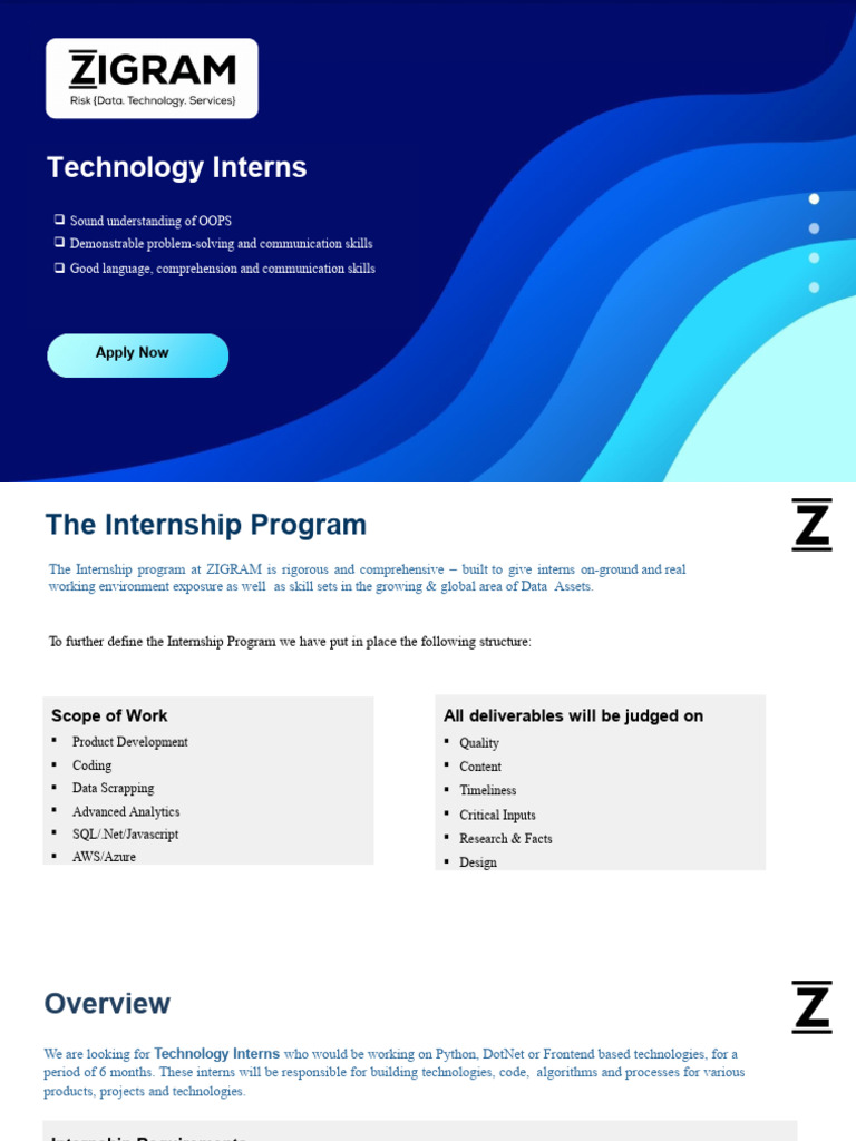 Technology Intern - JD - ZIGRAM | PDF | Compiler | Data