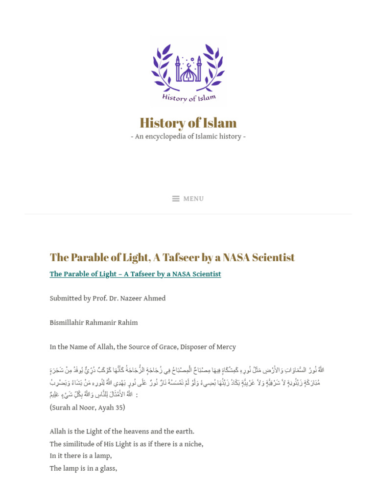 Parable of Light: Science & Faith | PDF | God In Islam | Prophets And ...