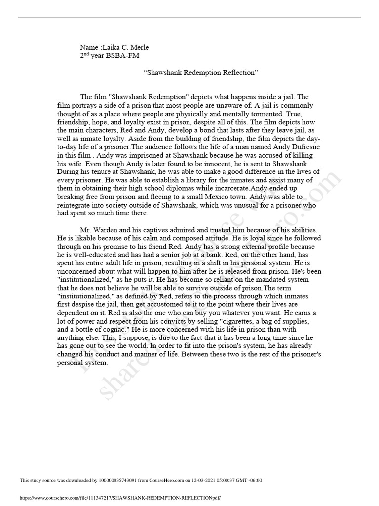 Shawshank Redemption Insights and Lessons | PDF | Prison