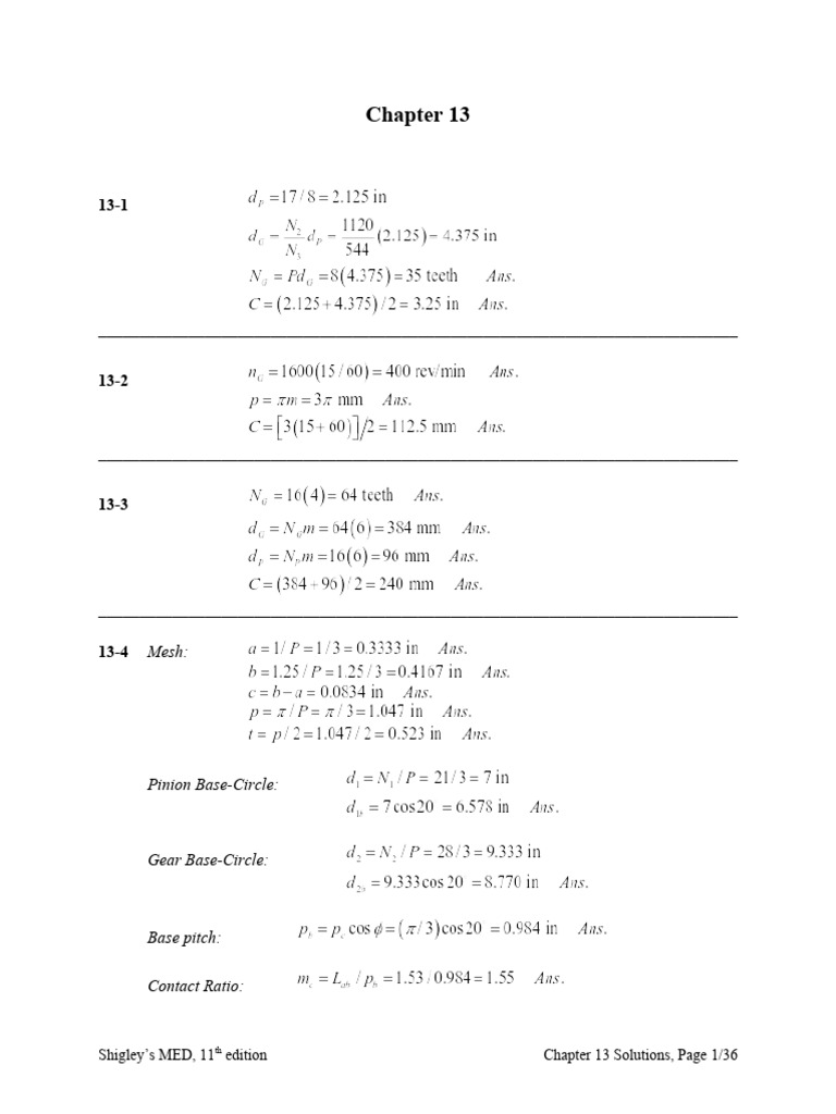 Chapter13 Solutions 11e | PDF | Gear | Applied And Interdisciplinary ...