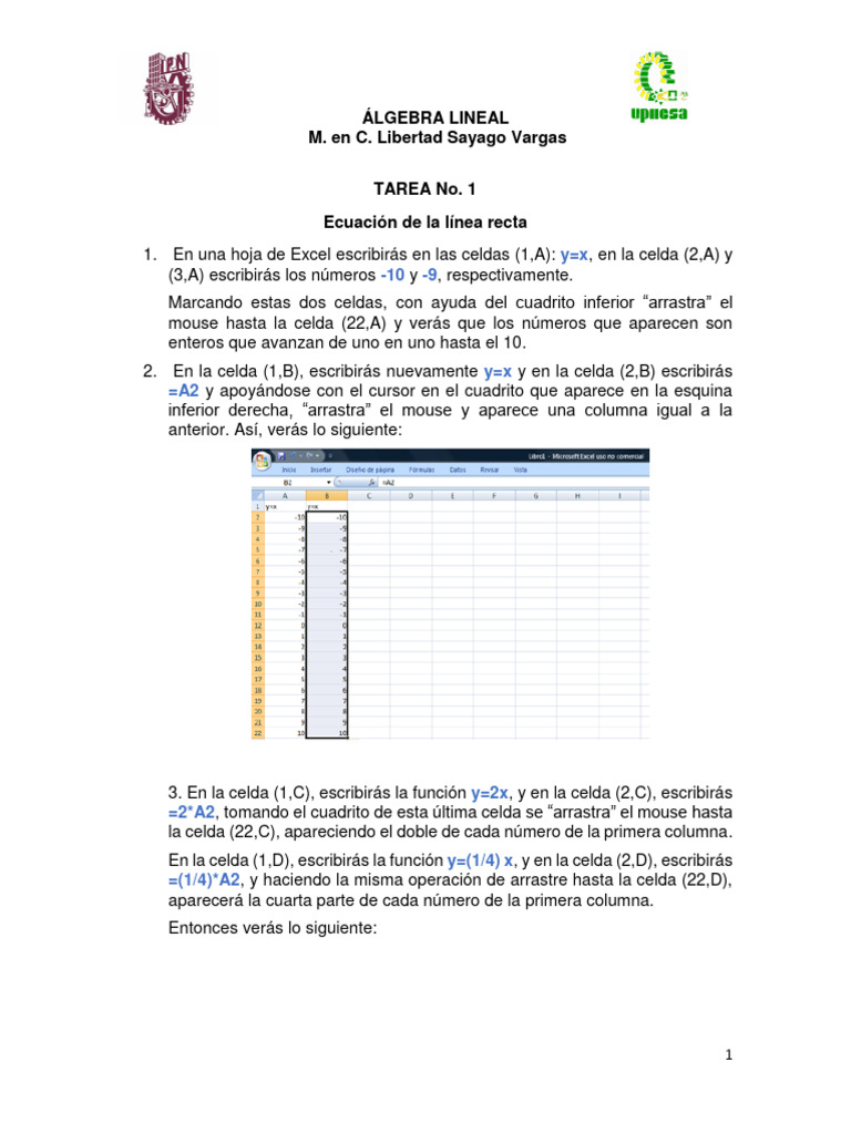 Tarea 1. Ecuación de La Línea Recta | PDF | Objetos matemáticos ...