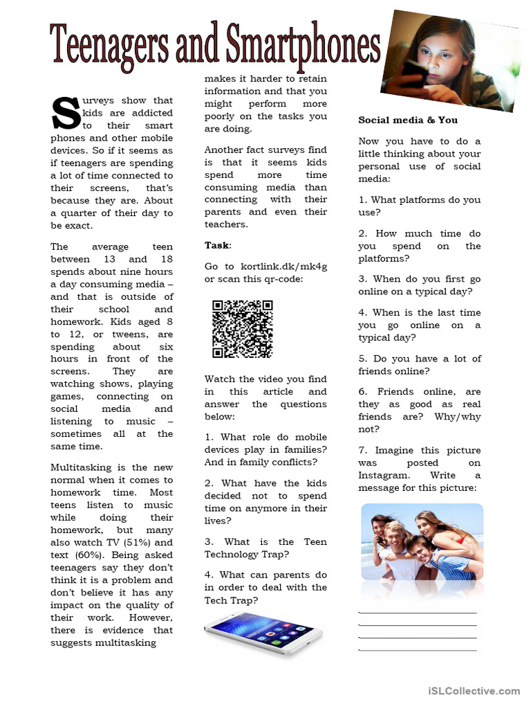 Teenagers and Smartphones | PDF | Adolescence | Homework