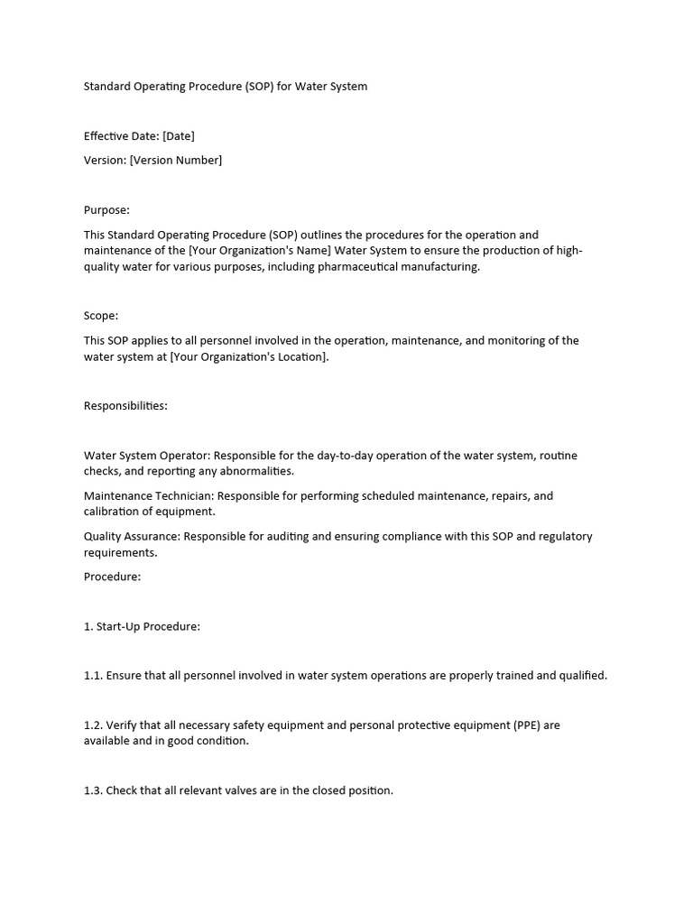 Sop For Water System PDF Calibration Quality Assurance
