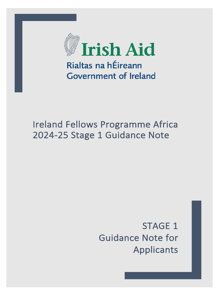 Ireland Fellows Programme Africa 2024-25 Stage 1 Guidance Note | PDF ...