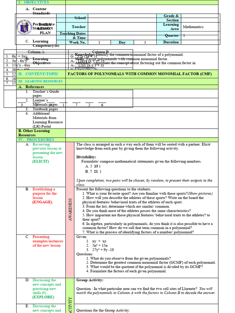 DLP Math 10 | PDF | Polynomial | Learning