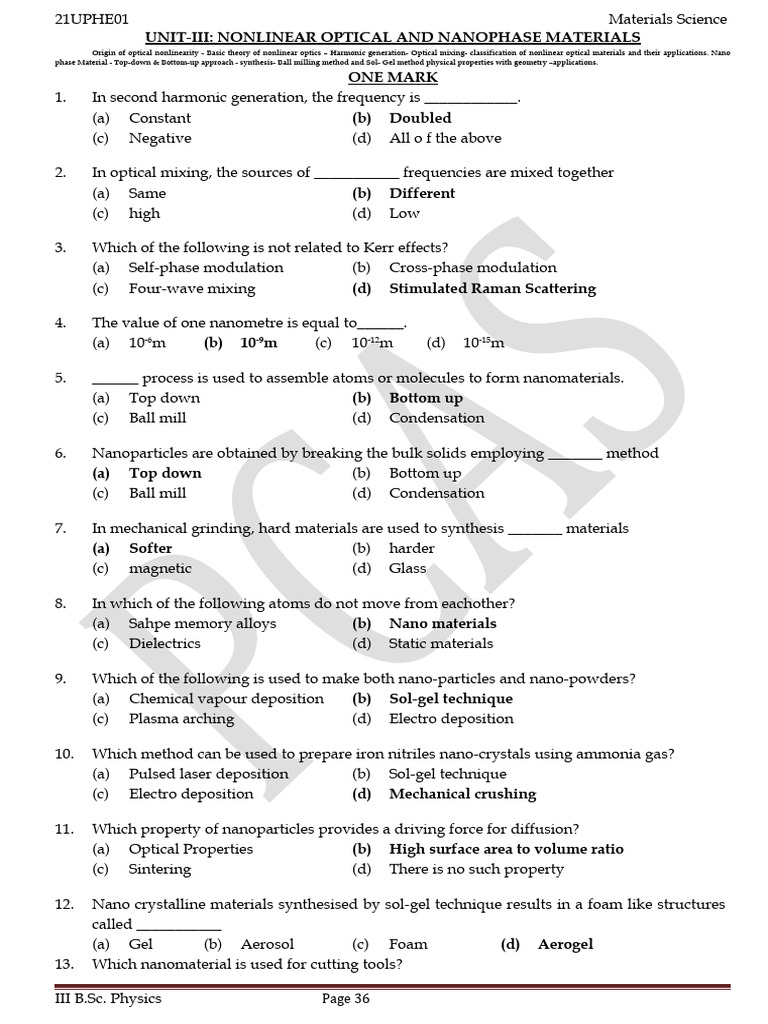 UNIT 3 Material Science | PDF | Nonlinear Optics | Optics