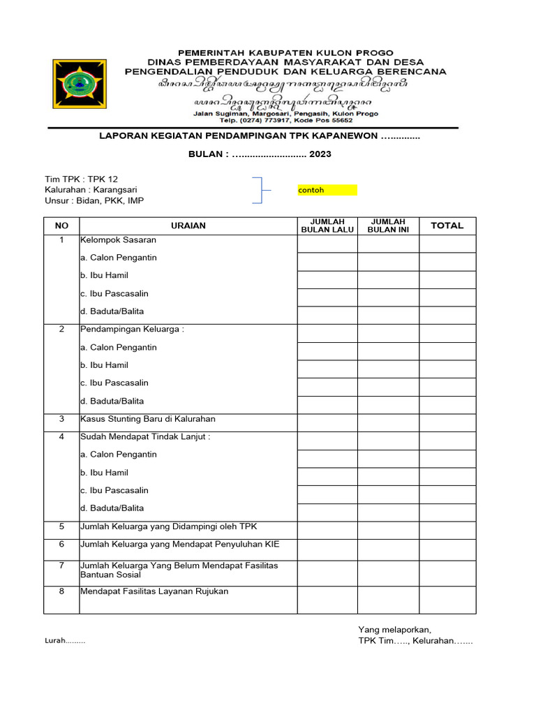 Draft Lampiran SPJ TPK | PDF