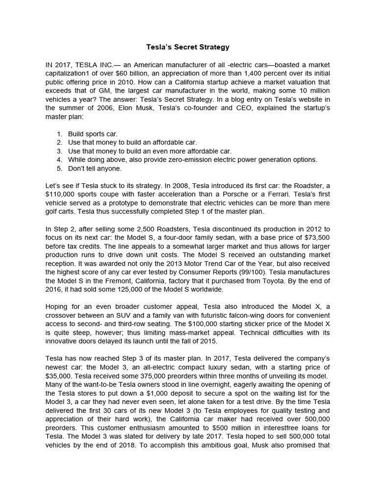 Caso - Tesla's Secret Strategy | PDF