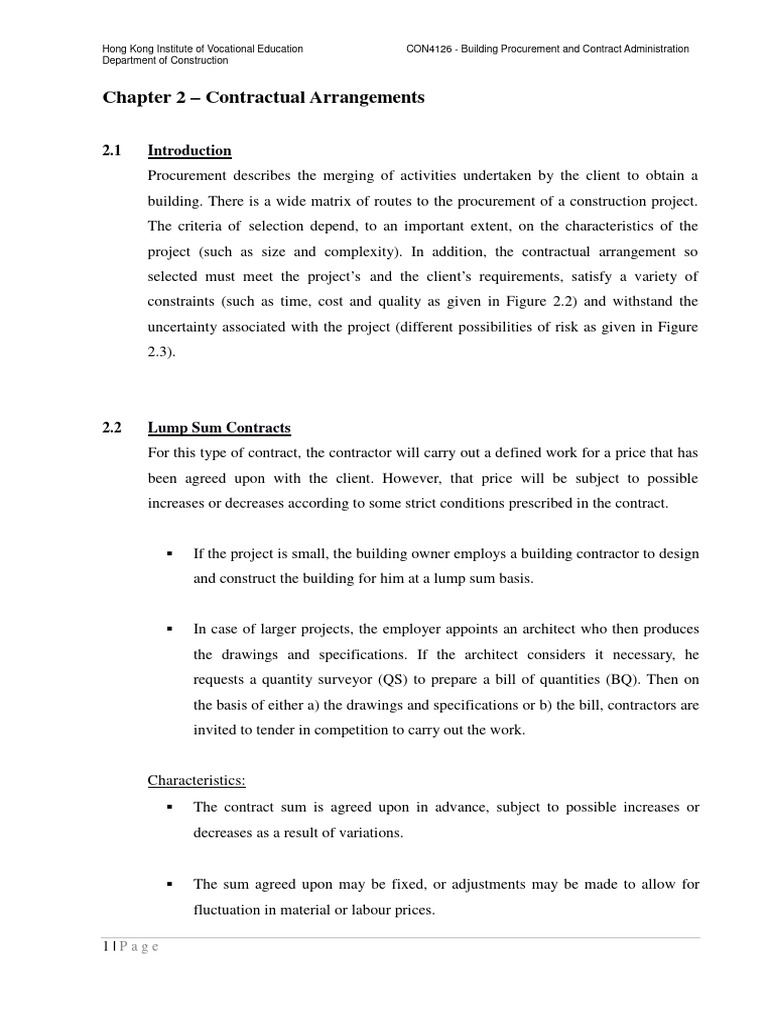 Ch2 Contractual Arrangements | PDF | Procurement | Employment