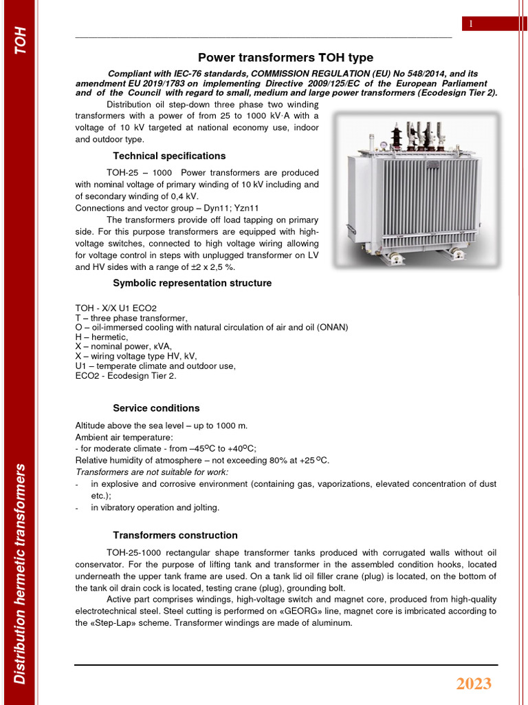 Catalog ECO2 - 10kV | PDF | Transformer | Electrical Equipment
