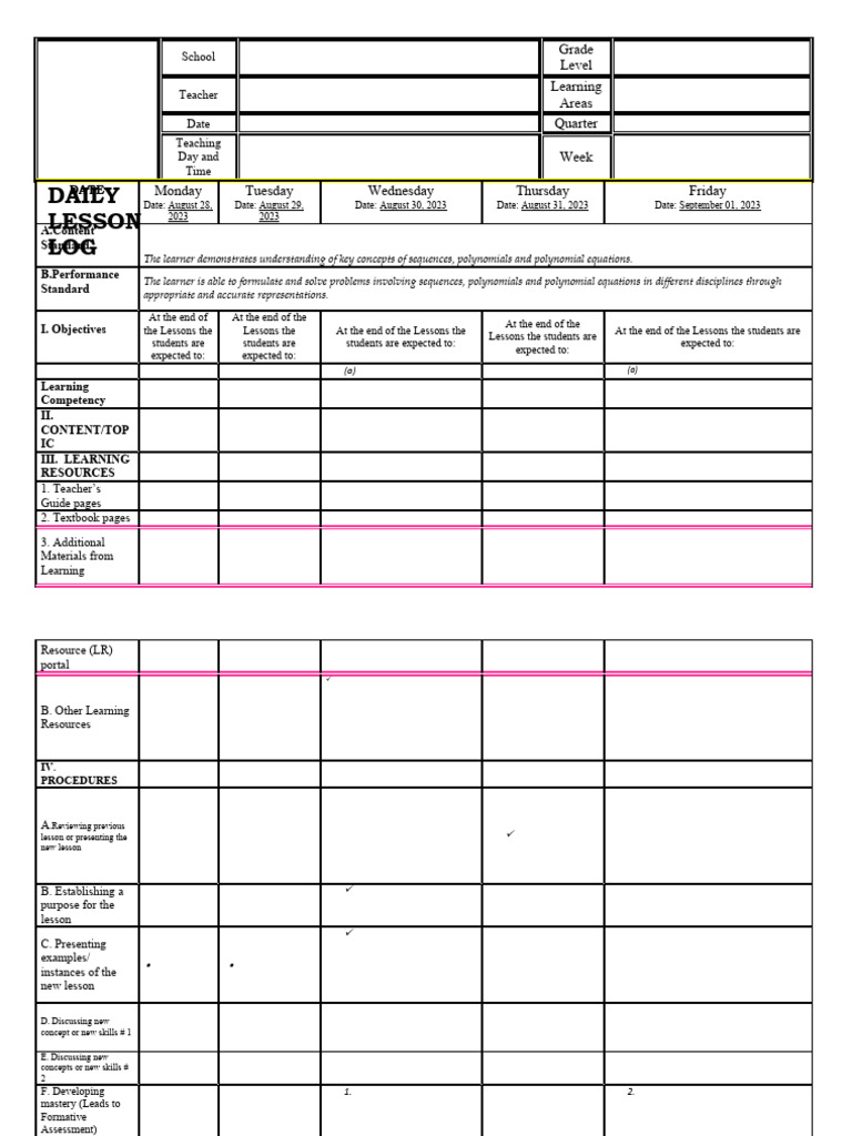 DLL Template | PDF | Learning | Teachers