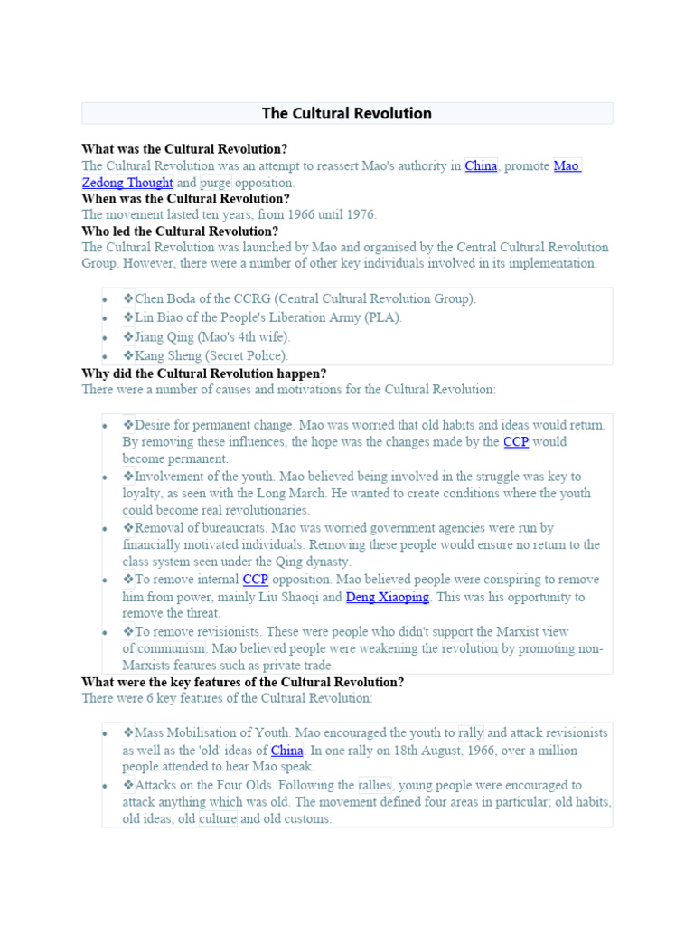 The Cultural Revolution-China | Download Free PDF | Cultural Revolution ...