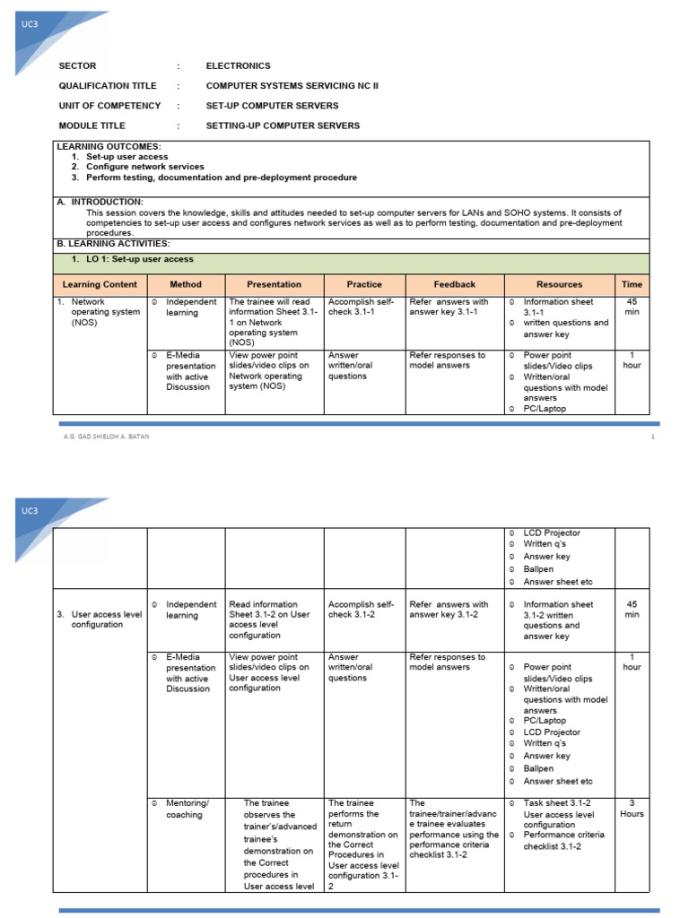 SESSION-Plan - Dave Batan | PDF | Personal Computers | Server (Computing)