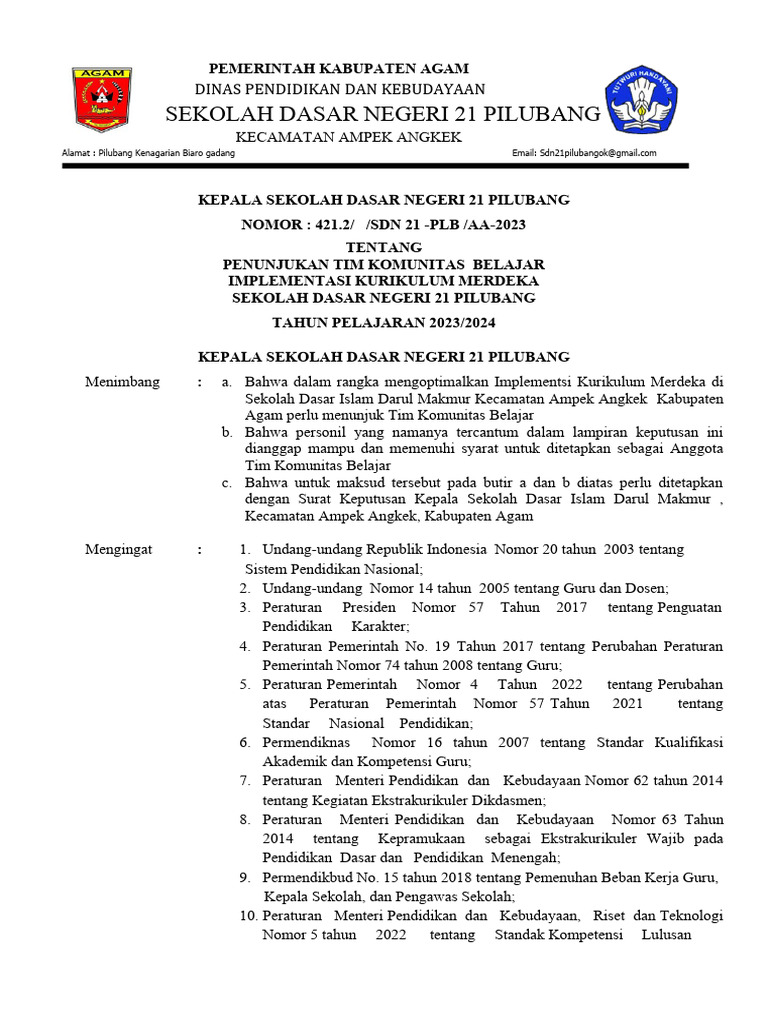 SK - Komunitas - Belajar Sdi DM 2023 | PDF