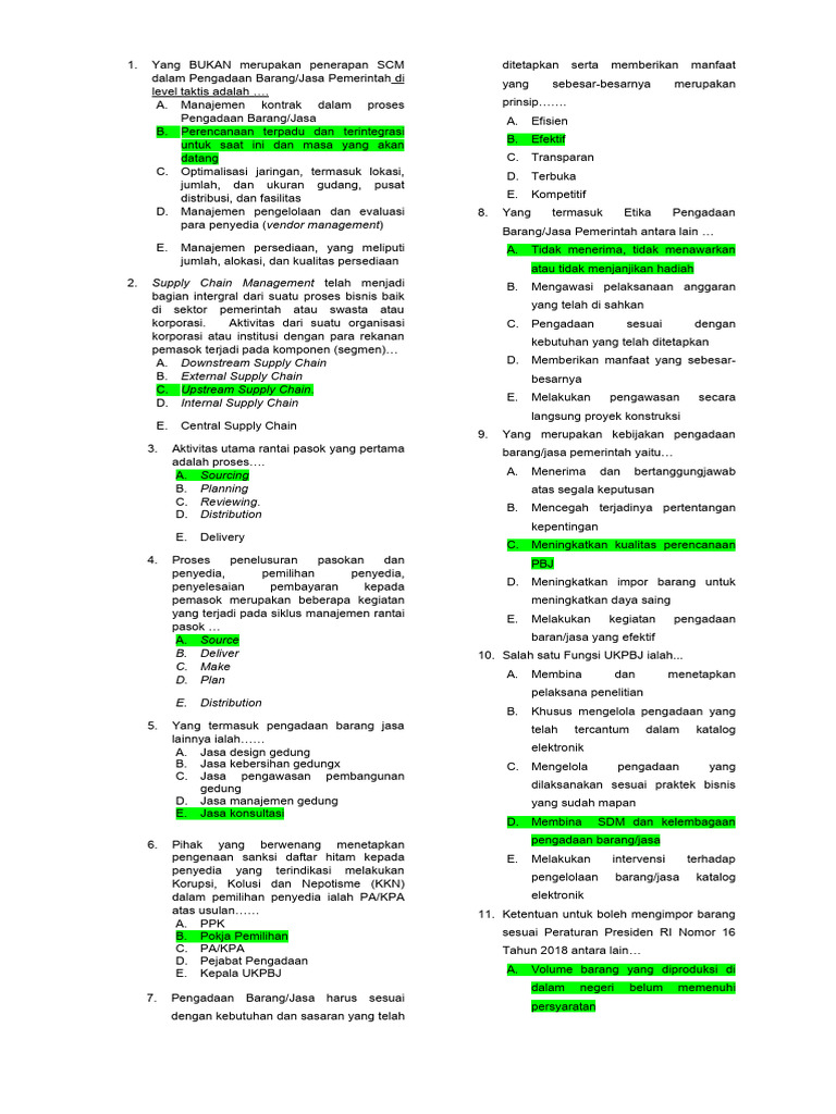 Soal & Jawaban Try Out Pelatihan Kompetensi PBJP Level-1 | PDF