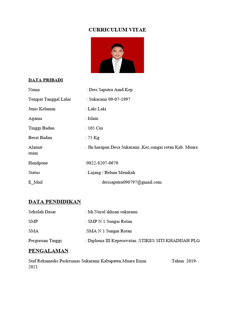 Curriculum Vitae Deri Saputra | PDF