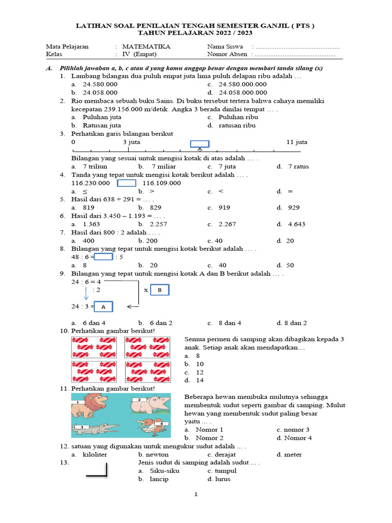 LATIHAN SOAL STS GANJIL - Matematika | PDF