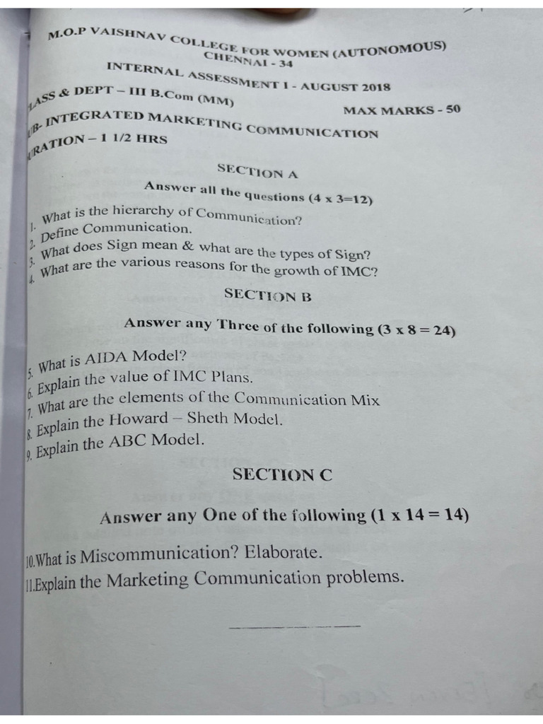 Imc Ia QP | PDF
