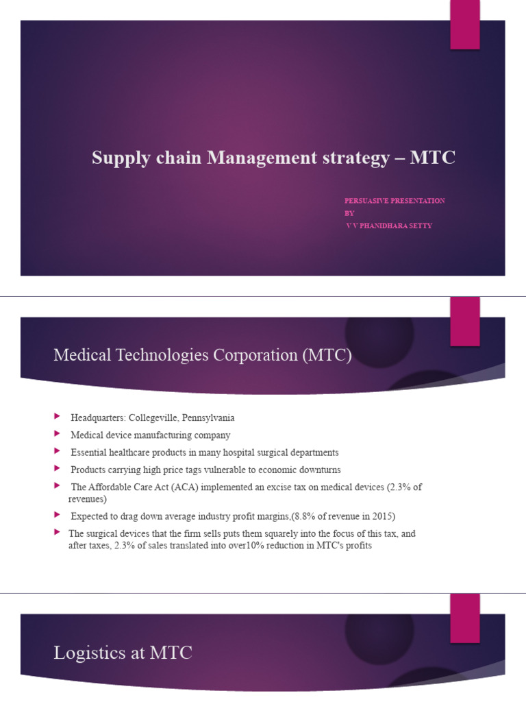 Supply Chain Management Strategy - MTC | PDF | Logistics | Supply Chain