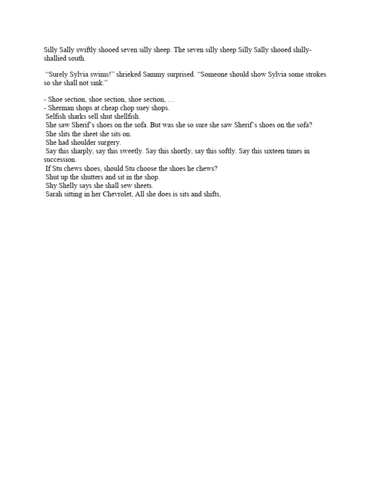 SH Tongue Twister | PDF